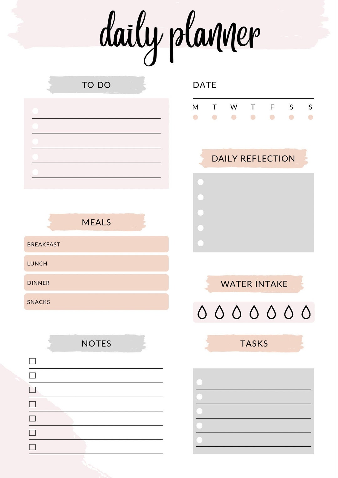 Daily Planner Pastel Colors - Etsy