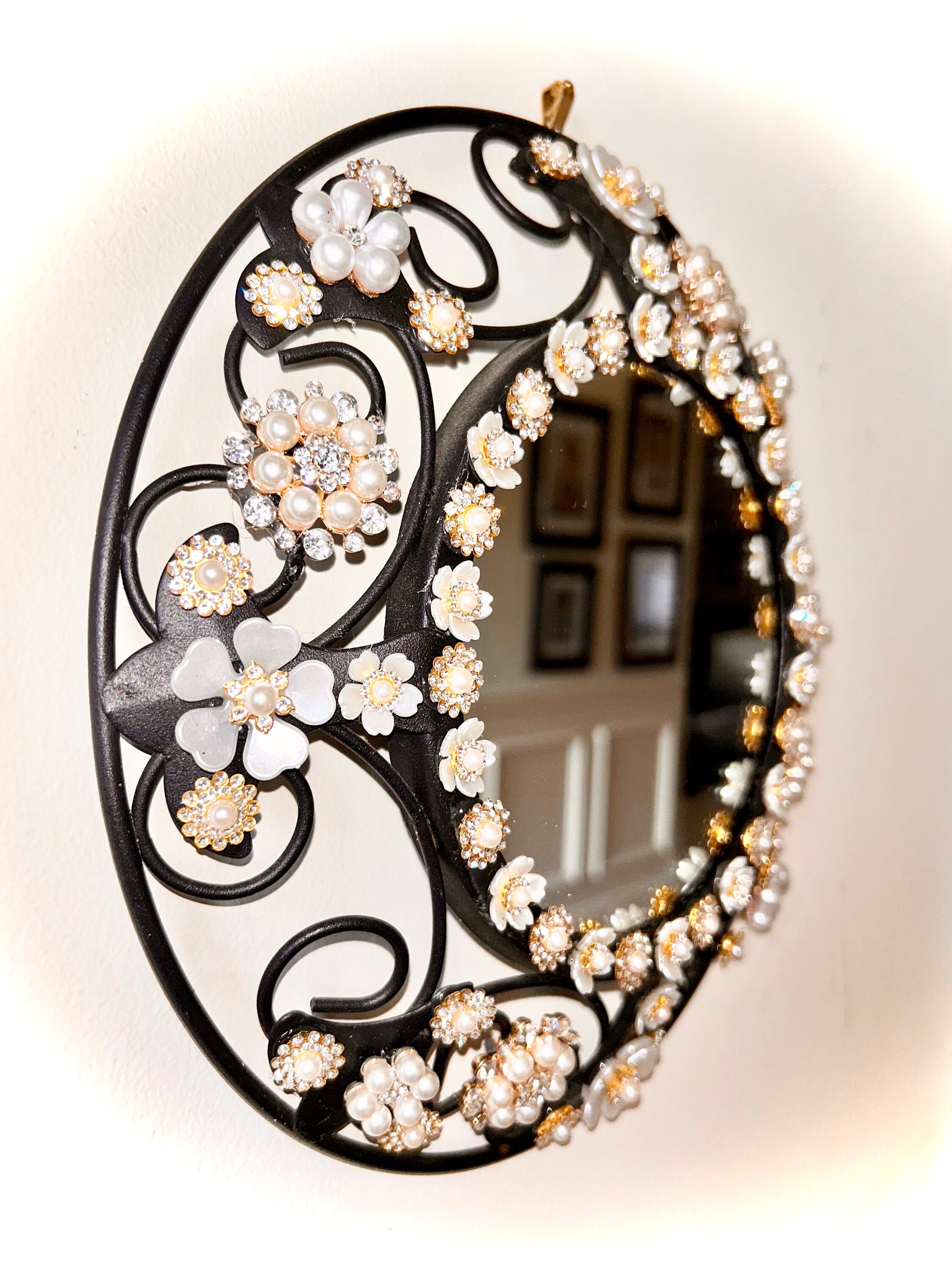 Black Metal Mirror Wall Plaque Metal Scrolls One of a Kind Wall Plaque ...