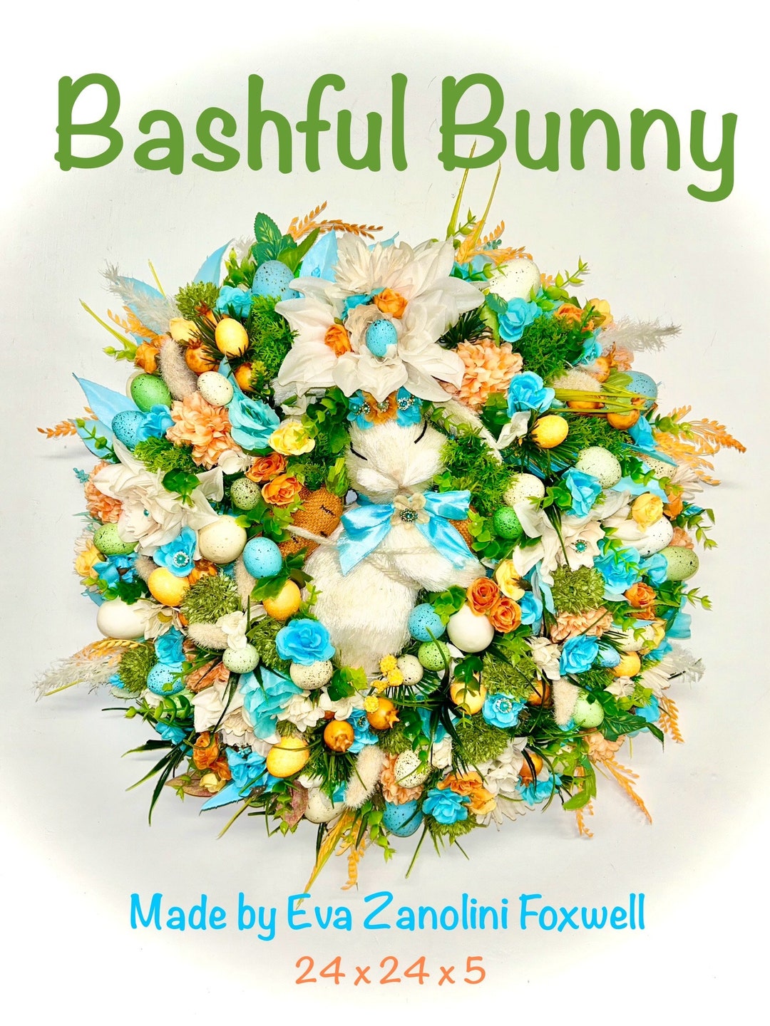 Easter Bunny Carrot Egg Wreath Spring Summer Mothers Day Gift Front ...