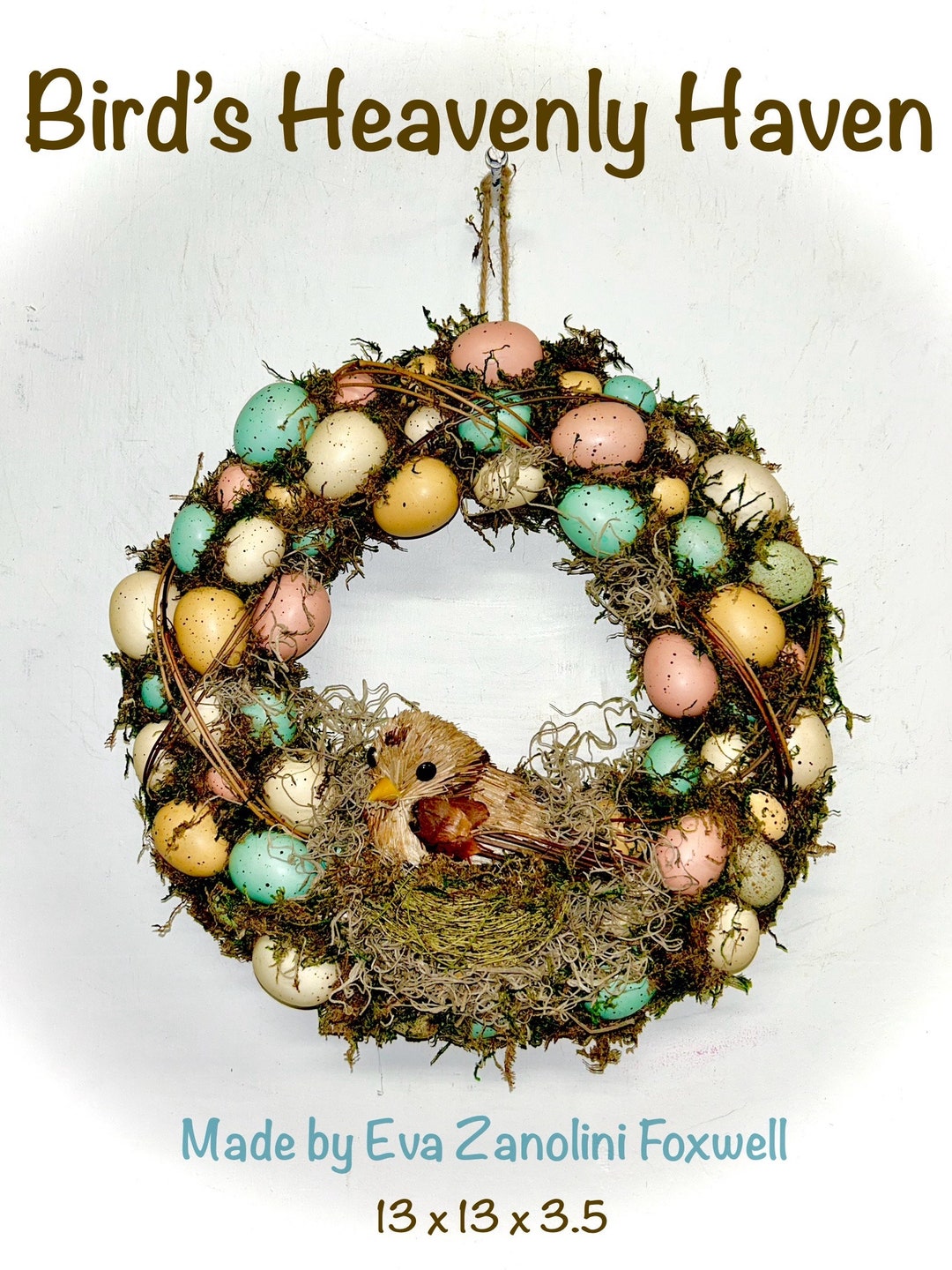 Easter Egg Wreath Pastel Colors Bird Moss Wreath Spring Mothers Day ...