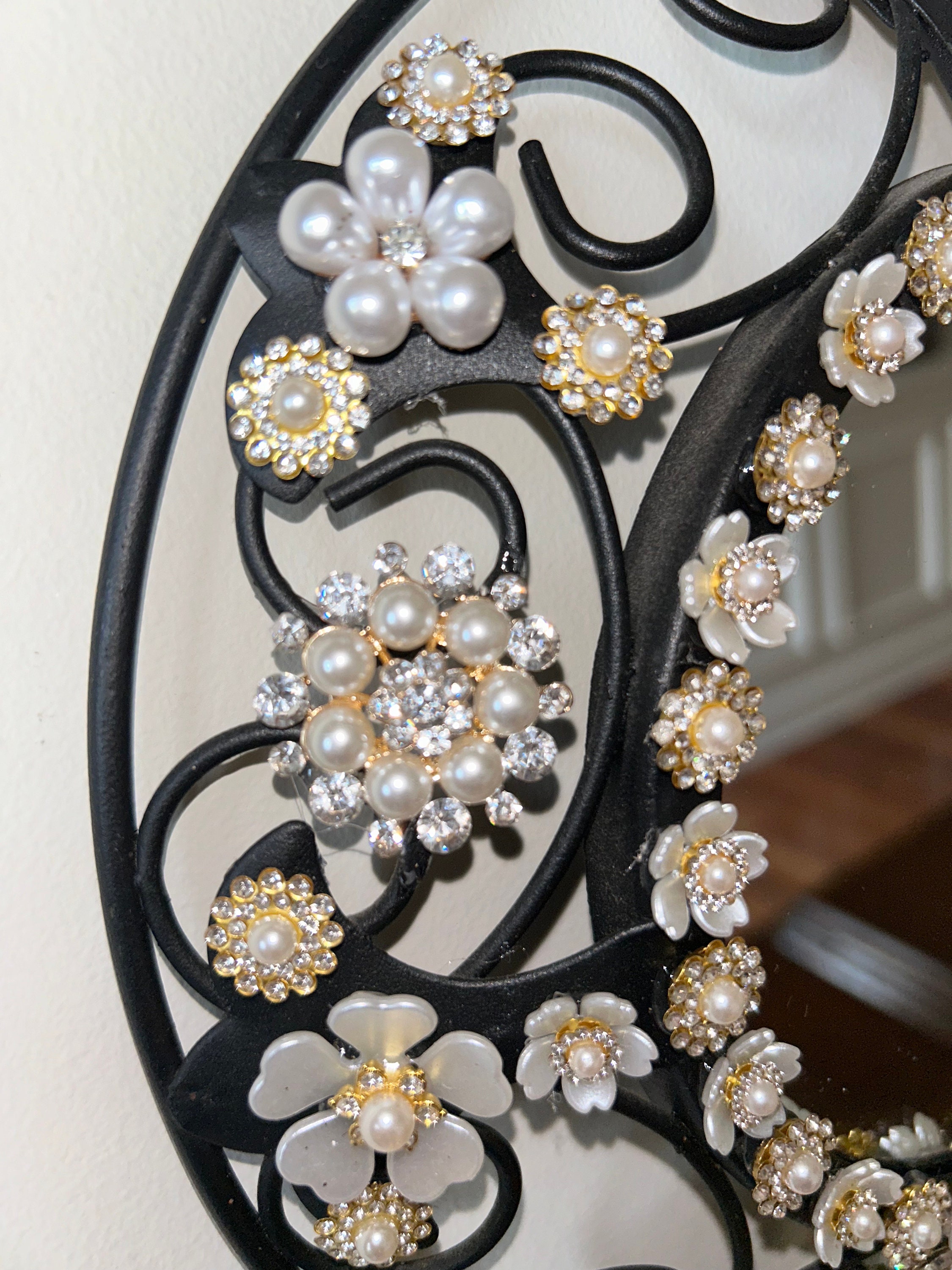 Black Metal Mirror Wall Plaque Metal Scrolls One of a Kind Wall Plaque ...