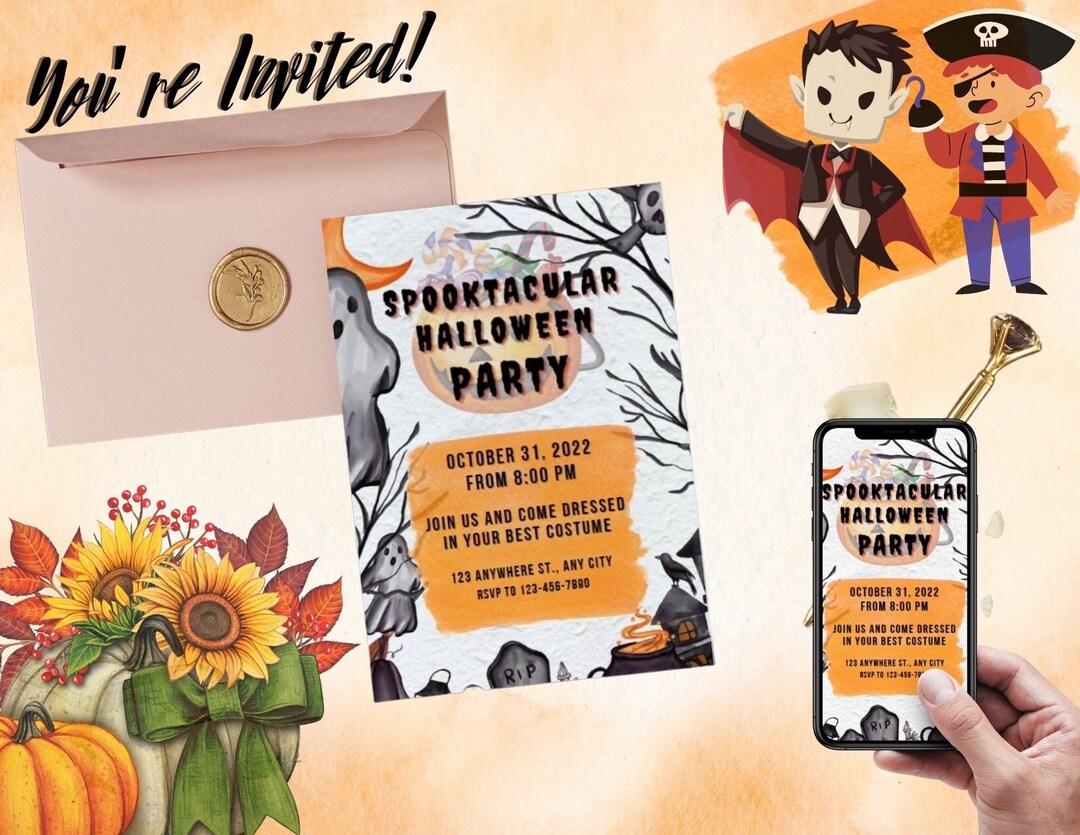 Spooktacular Halloween Invitation EDITABLE, Ghost Invitation, Costume ...