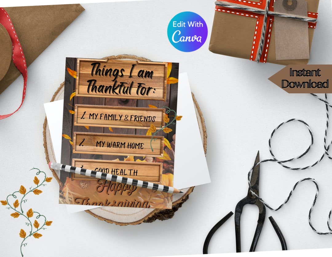 Things I Am Thankful for Digital Download - Thanksgiving Cards ...