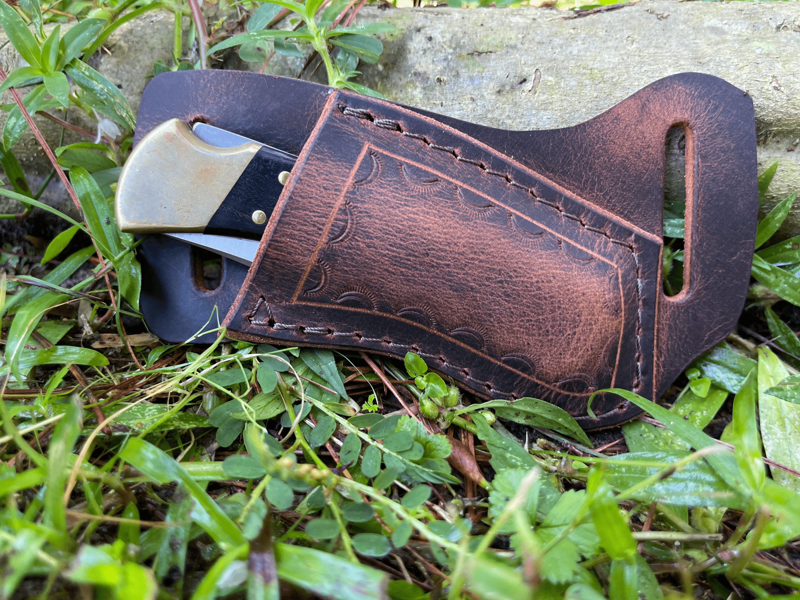 Tooled Leather Knife Sheath for Buck 110, Buck 112, Old Timer 70T ...