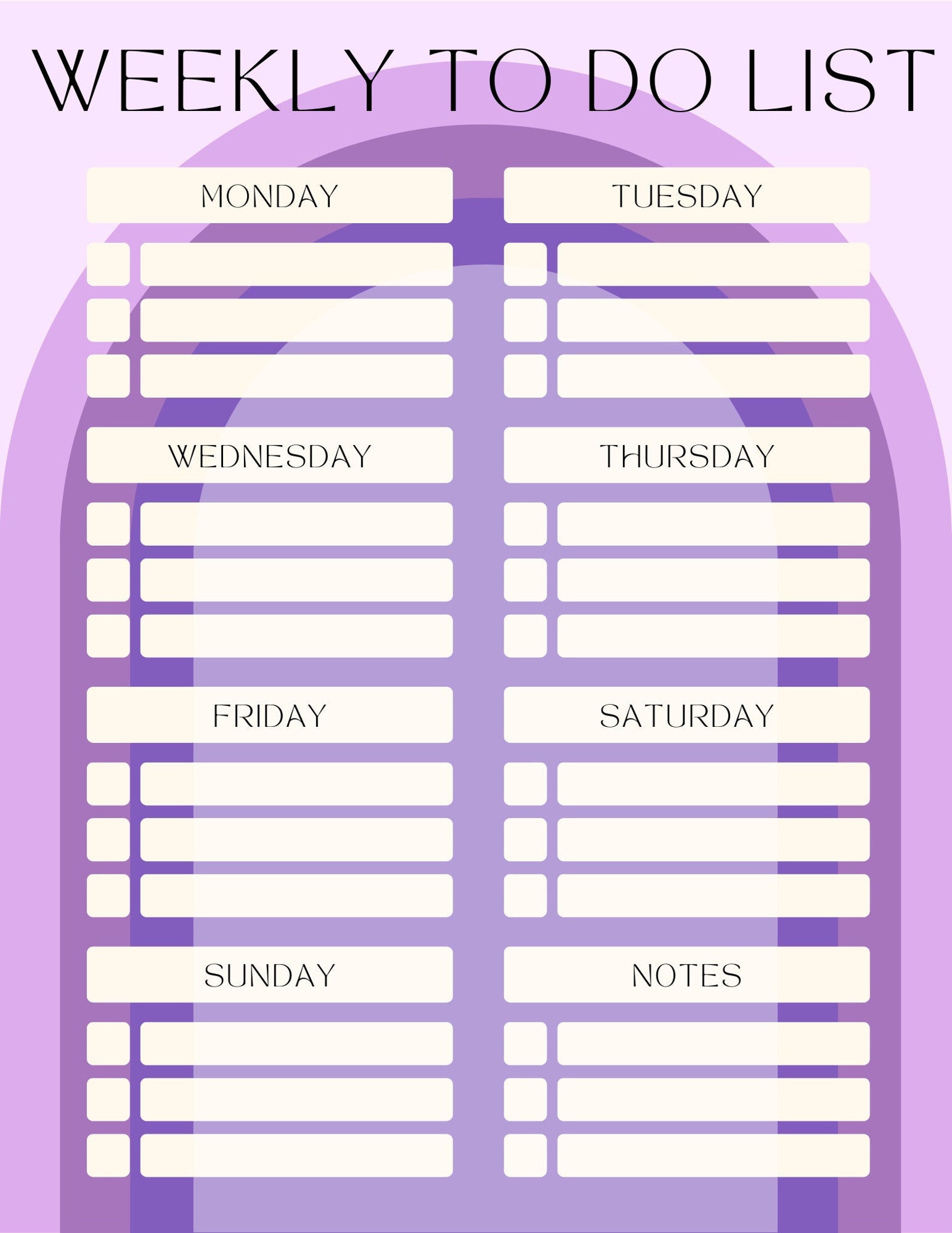 Arches Purple Minimalist Weekly Planner, Instant Download, Pink Arches ...