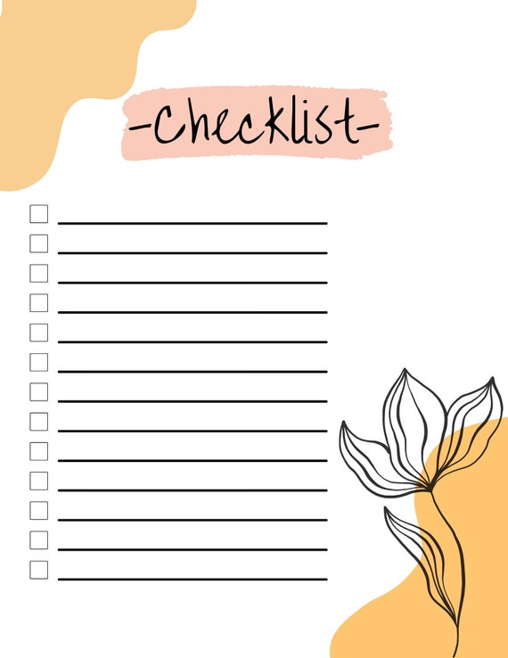 Minimalist Checklist Downloadable Checklist Instant - Etsy