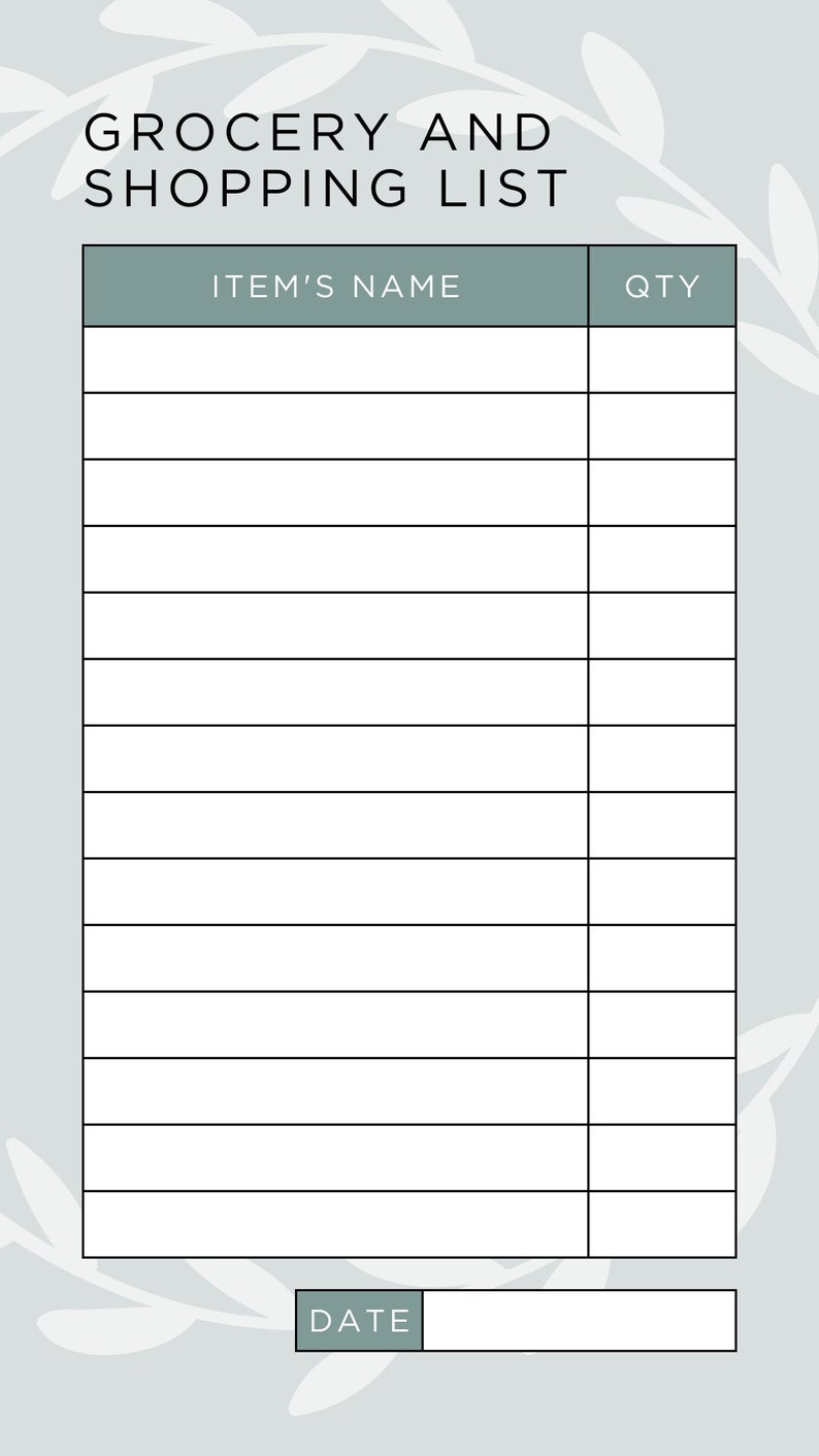 Downloadable Simplistic Shopping List - Etsy