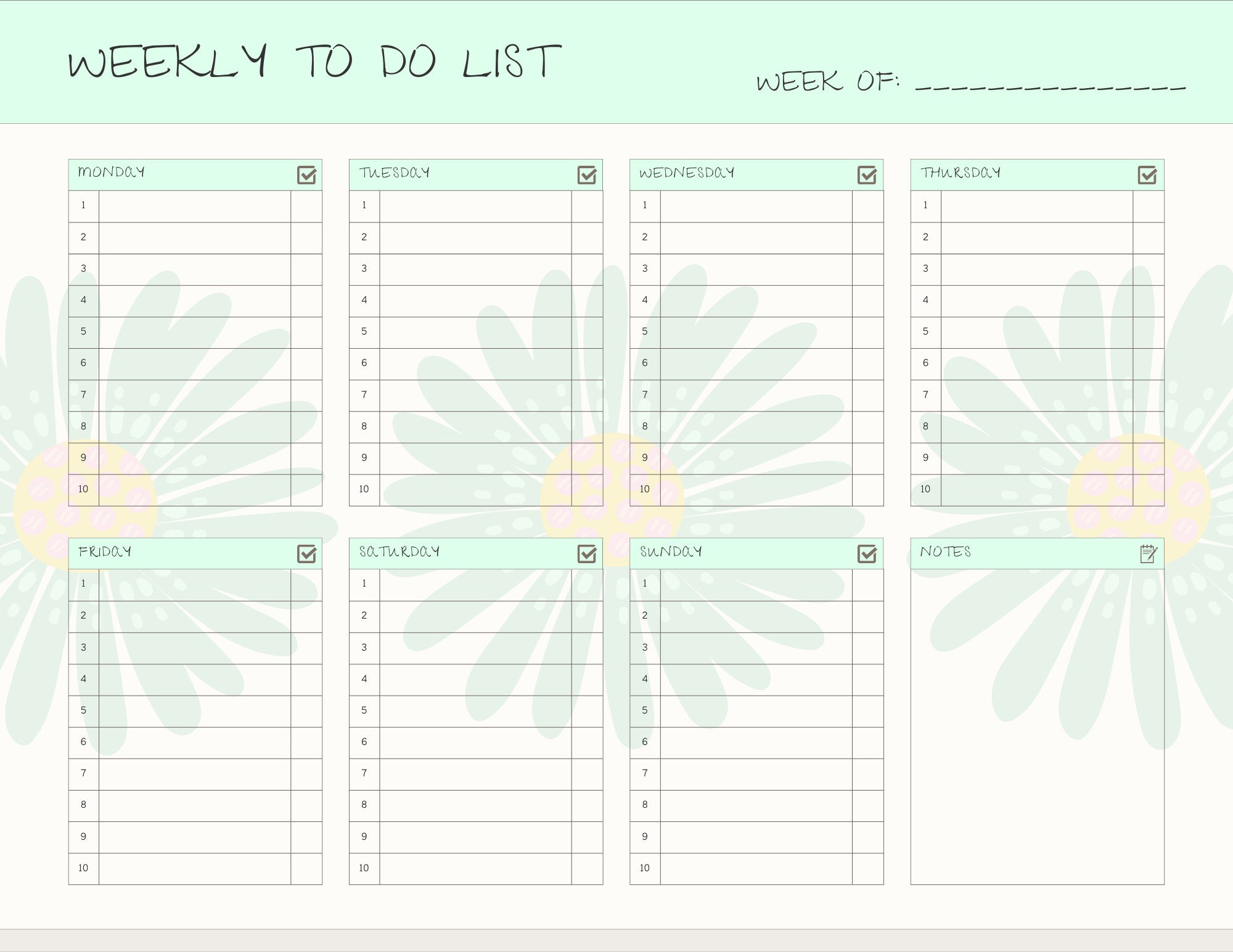Weekly to Do List, Instant Download, Downloadable Weekly to Do List ...