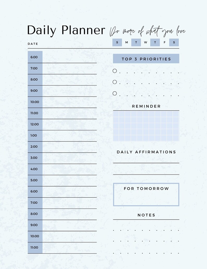 Downloadable Minimalist Daily Planner - Etsy