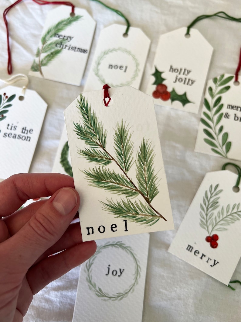Set of 10 Hand Painted Watercolor Gift Tags | Christmas Gift Tags ...