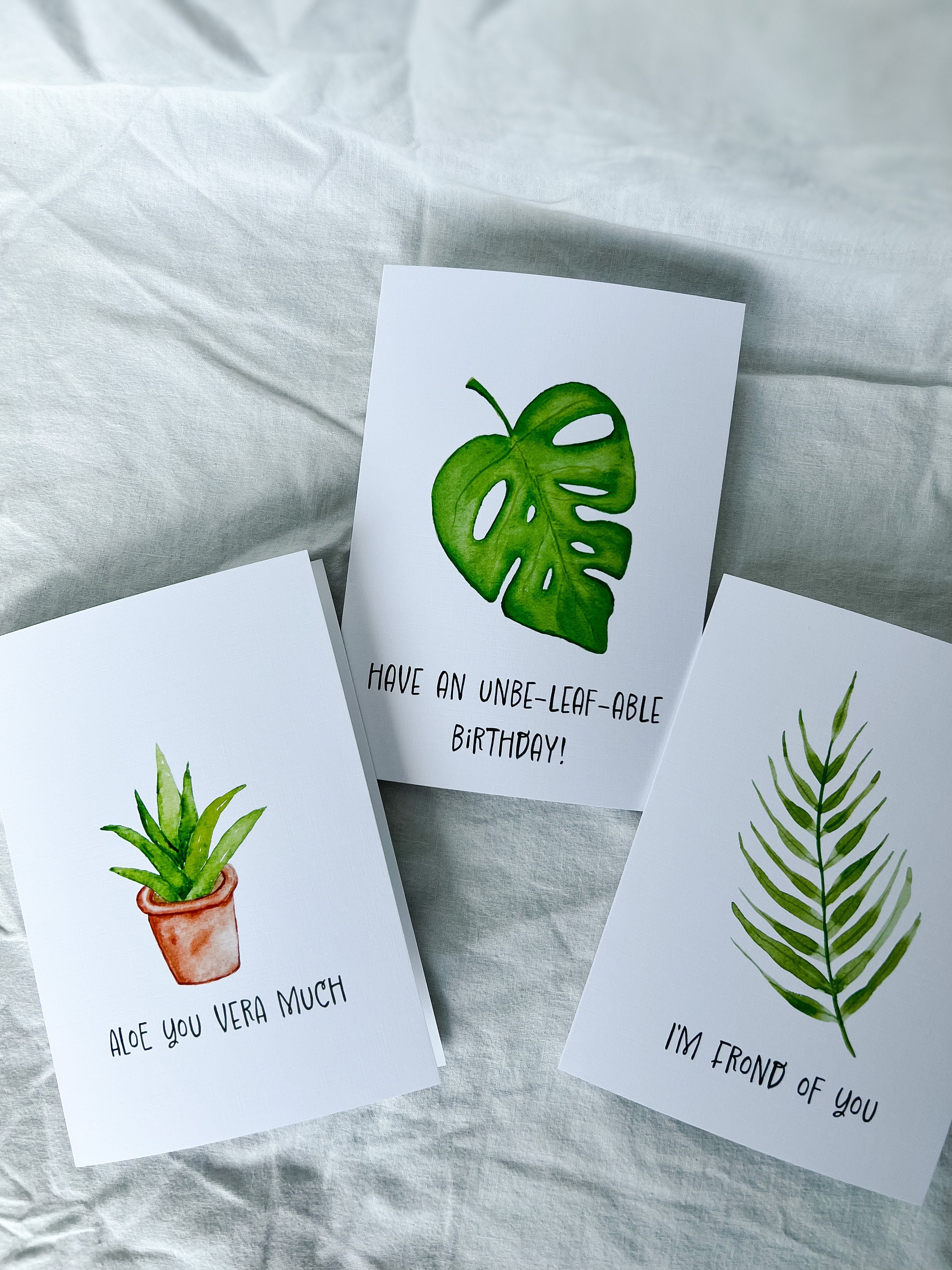 Watercolor Plant Pun Cards | Set of Greeting Cards | Assorted Set of ...