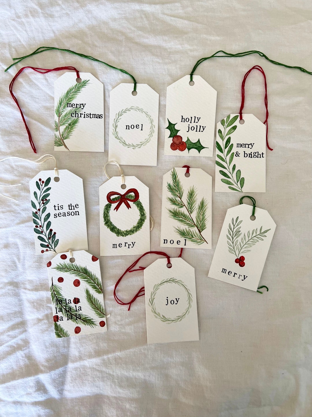 Set of 10 Hand Painted Watercolor Gift Tags | Christmas Gift Tags ...