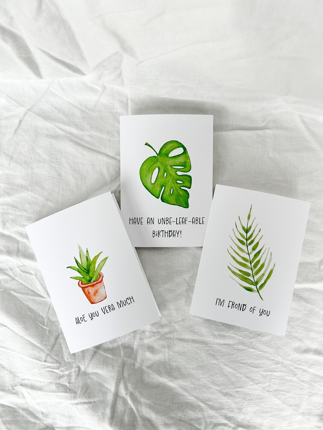 Watercolor Plant Pun Cards | Set of Greeting Cards | Assorted Set of ...