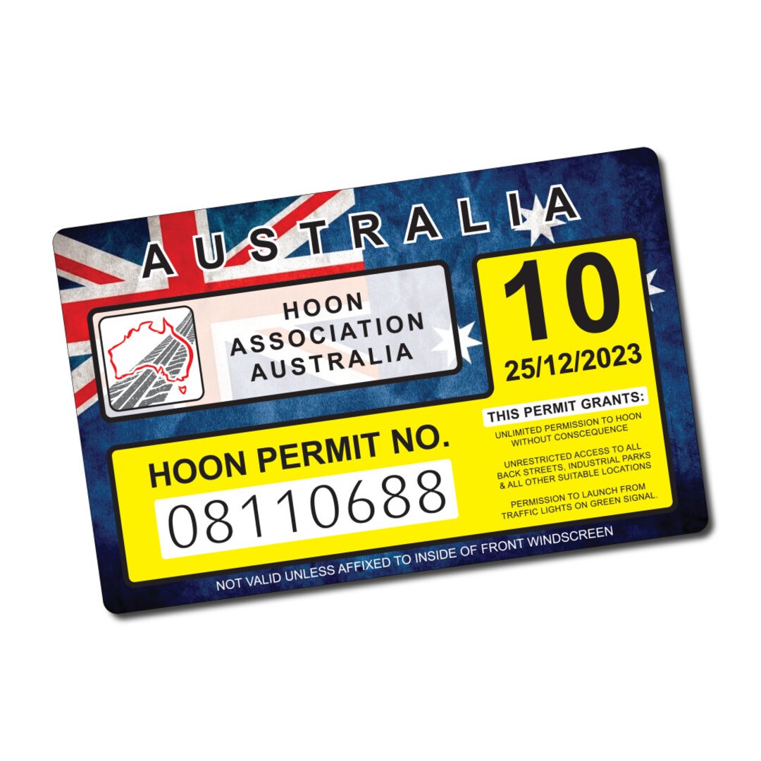 Hoon Permit Sticker Decal Vinyl Funny Defect Aussie Car Skids Burnout ...