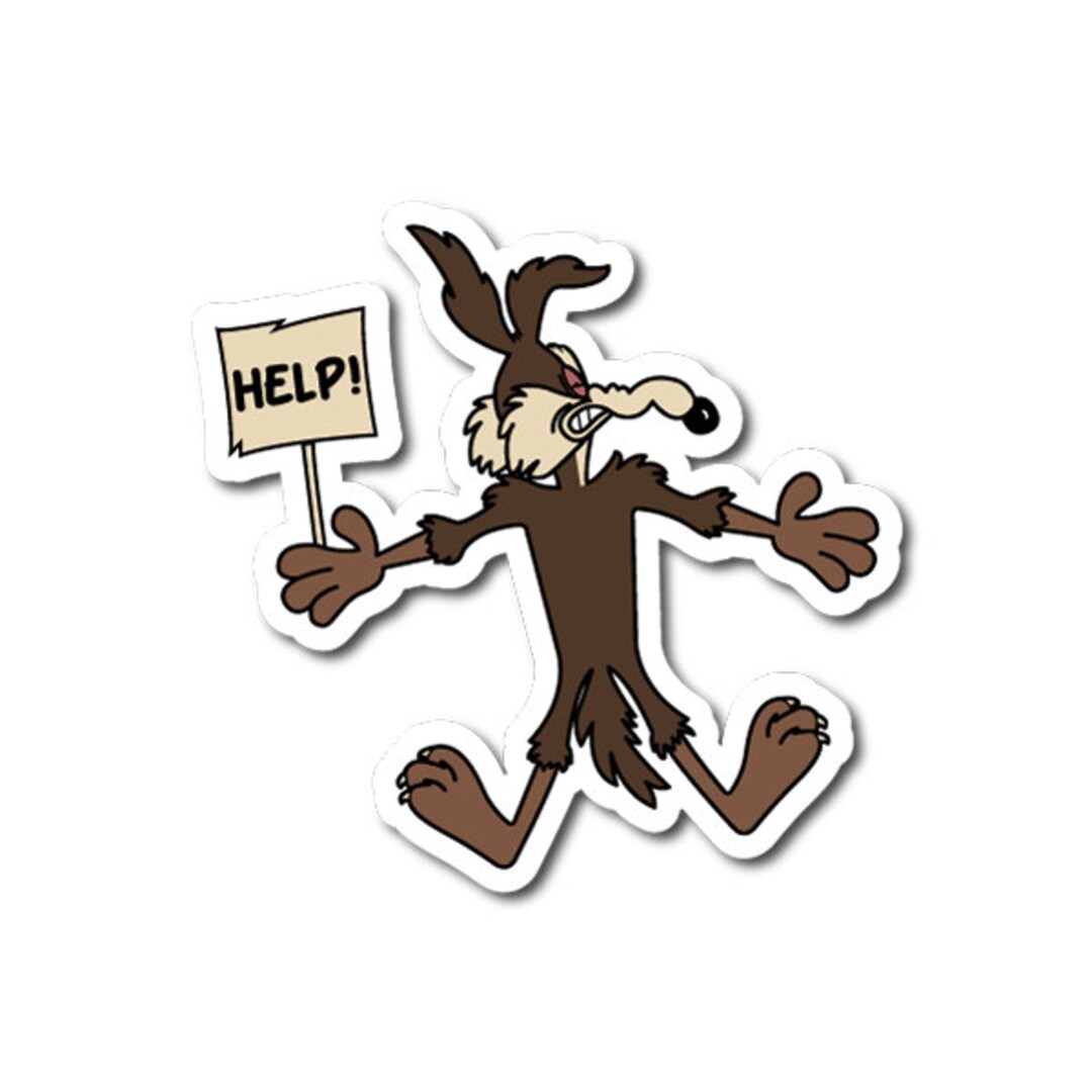 Wile-e Coyote Help Sticker Decal Vinyl Funny Cartoon Aussie Car - Etsy