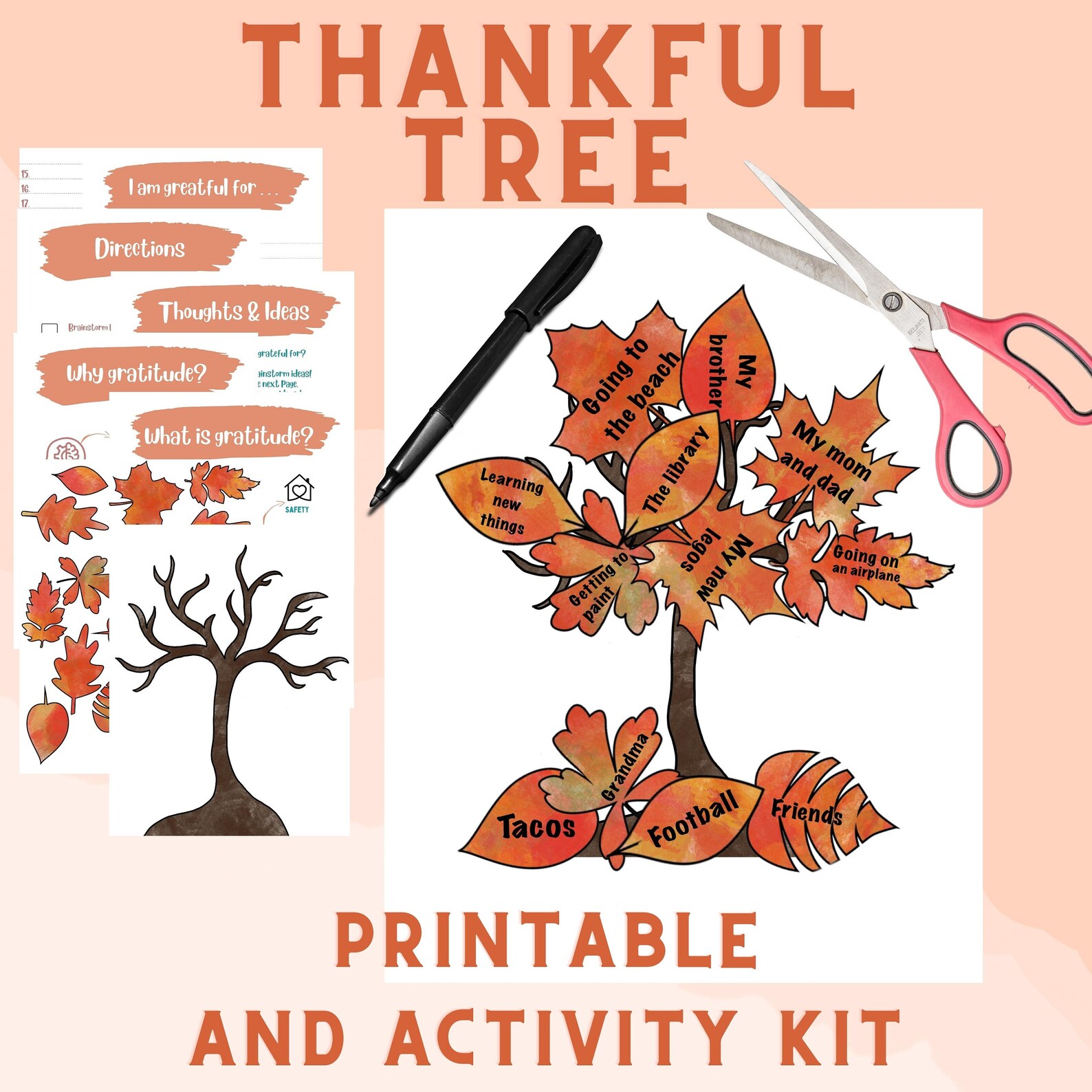 Thankful Tree Printable and Activity Kit - Gratitude - Digital Download ...