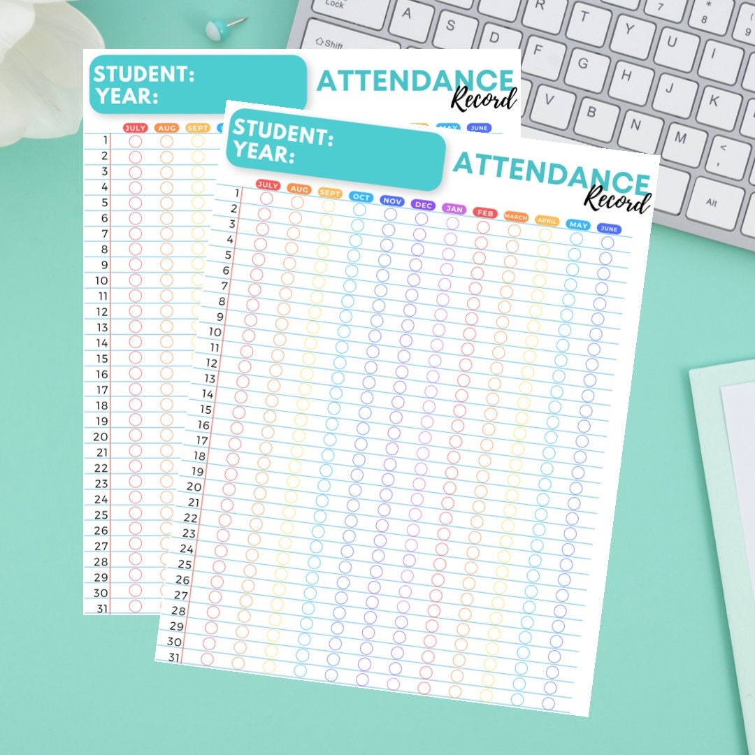 Homeschool Attendance Log; Homeschooling Records; Attendance Sheet ...
