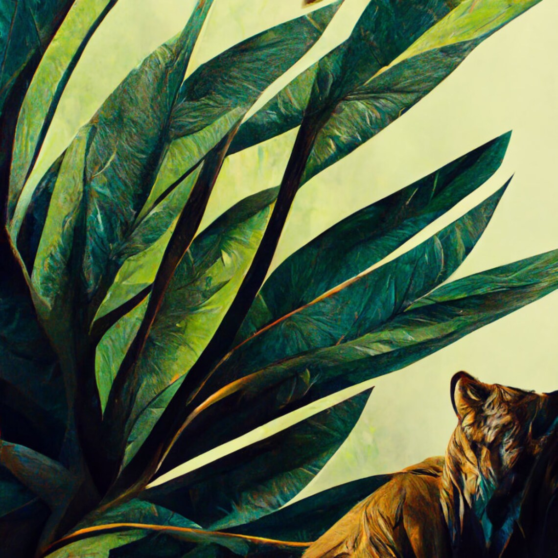 Boho Jungle Wallpaper Design Tropical Jungle Design & - Etsy