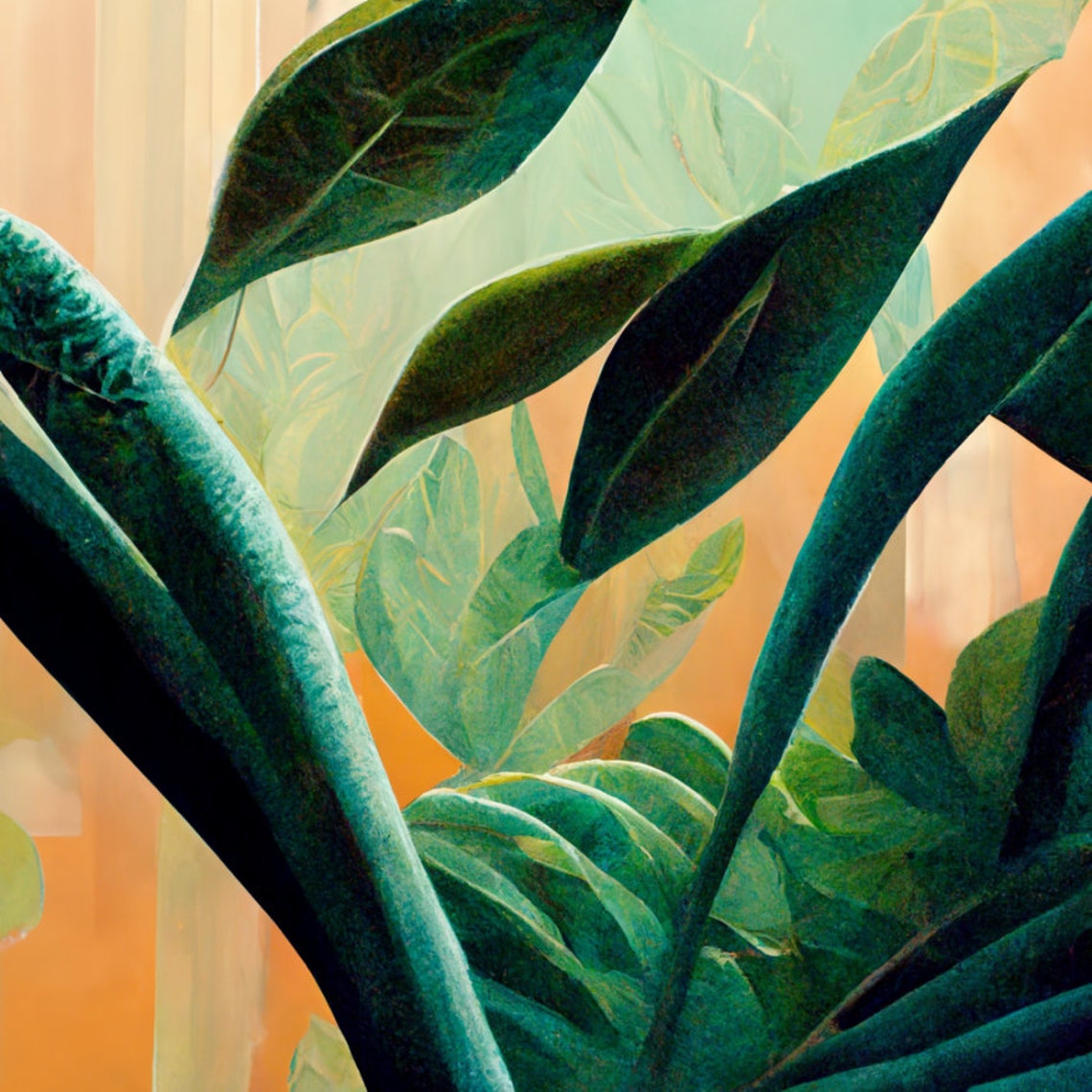 Boho Jungle Wallpaper Design Tropical Jungle Design & - Etsy