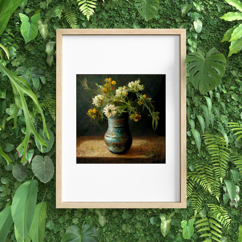 Rustic Flower Art Print Floral Wall Art Vintage Home Decor Antique ...
