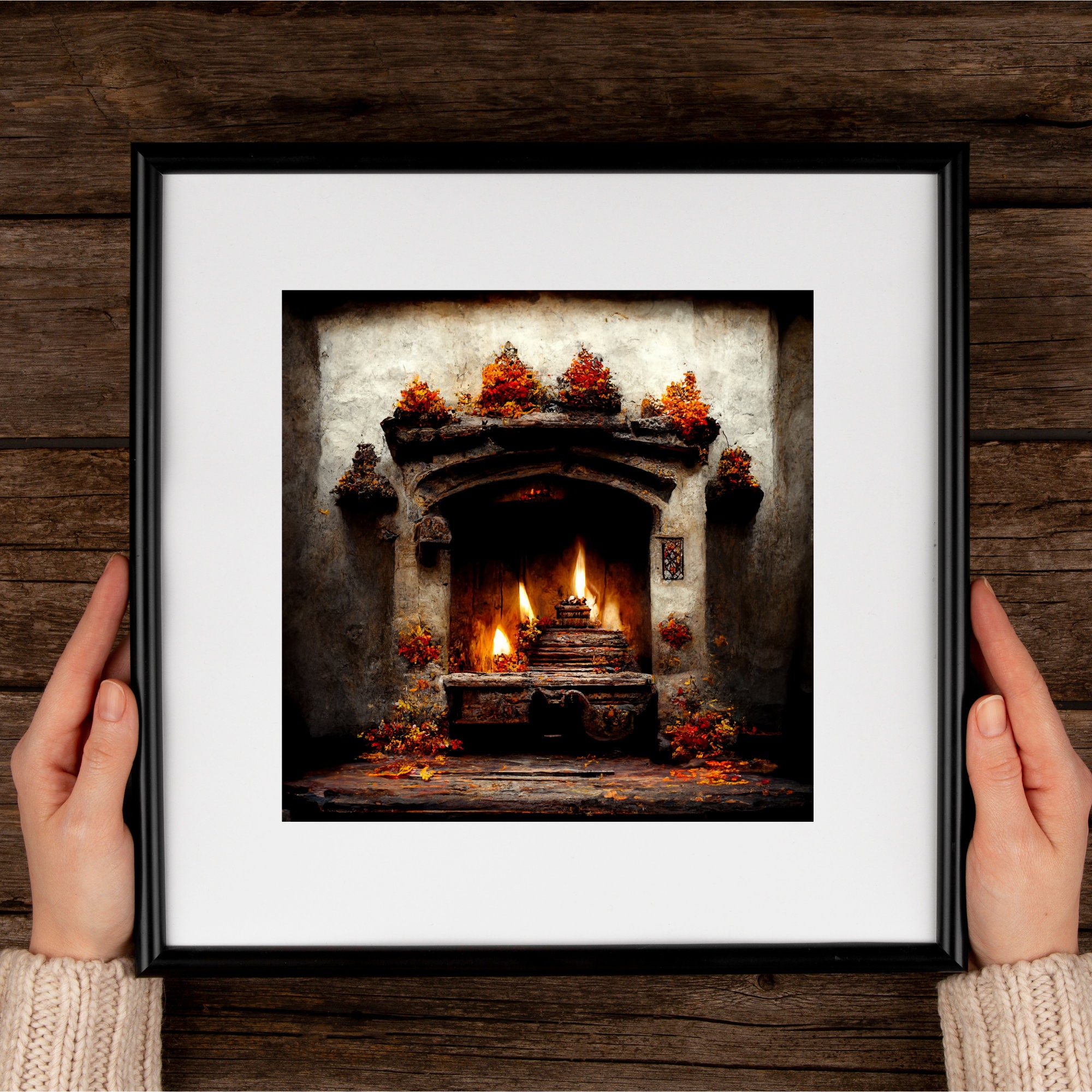 Rustic Fireplace Art Print | Old Antique Fireplace | Fall Wall Decor ...
