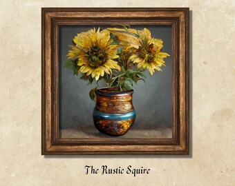 Rustic Flower Art Print | Floral Wall Art | Vintage Home Decor ...
