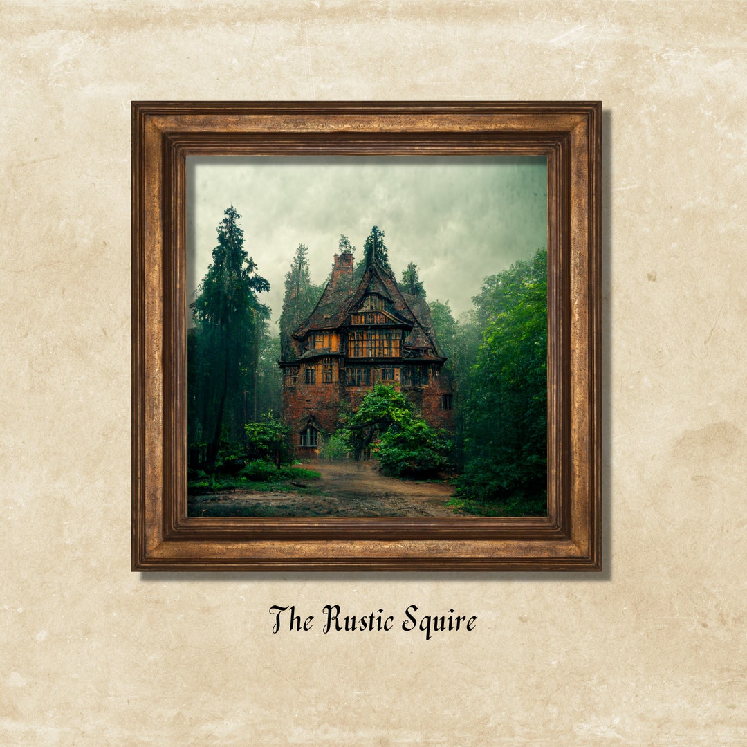 Rustic House Art Print | Moody Victorian Wall Art | Medieval Mansion ...