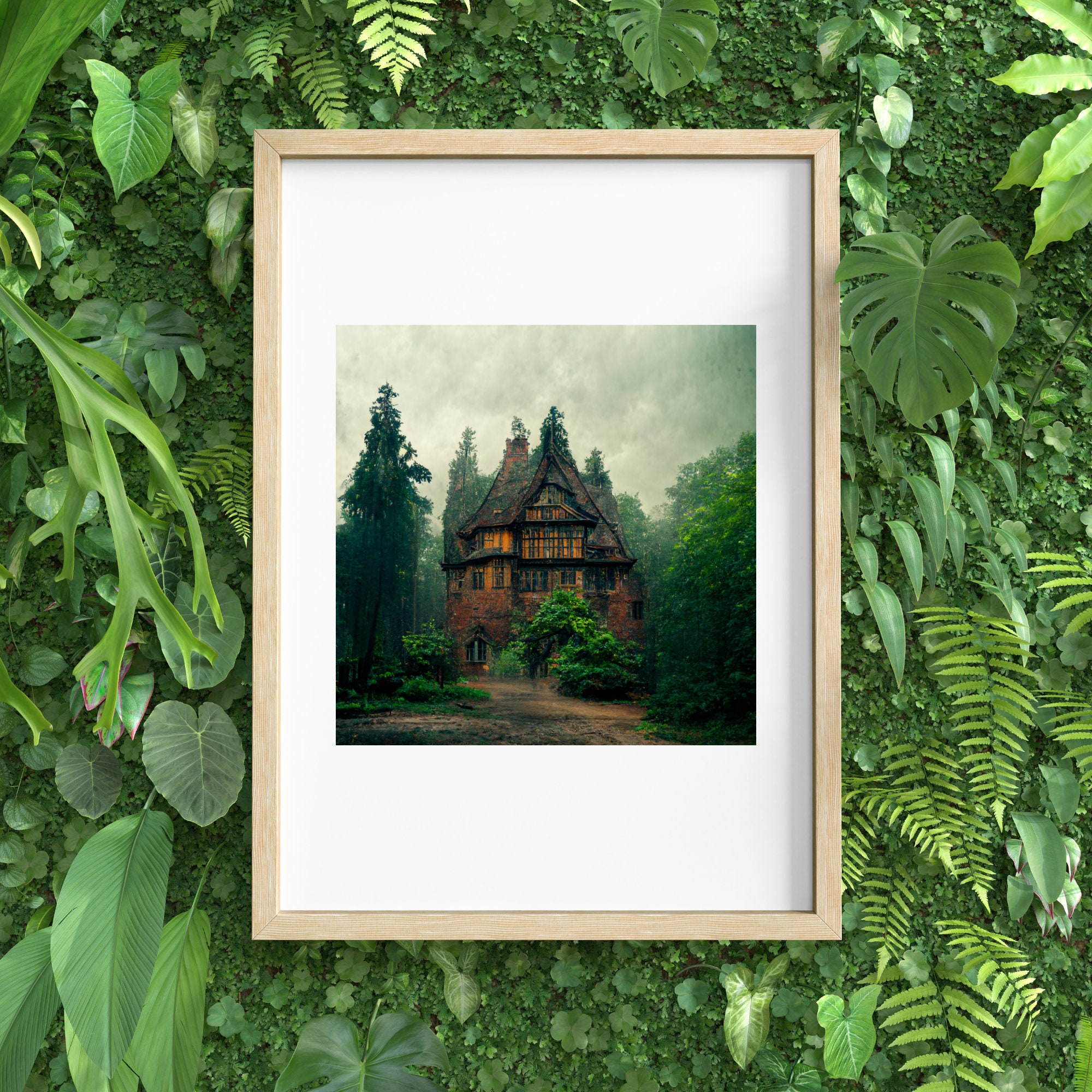 Rustic House Art Print | Moody Victorian Wall Art | Medieval Mansion ...