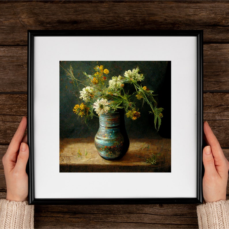 Rustic Flower Art Print Floral Wall Art Vintage Home Decor Antique ...