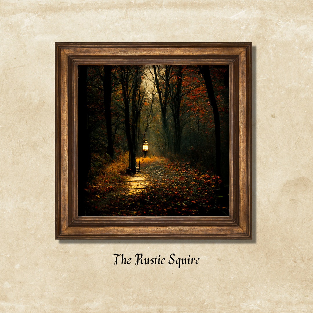 Moody Fall Forest Art Print | Dark Fall Landscape Wall Art | Rustic ...