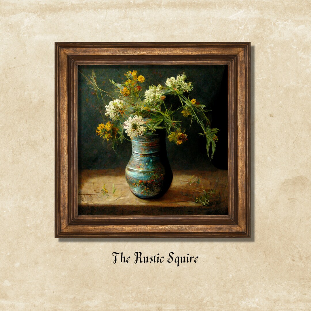 Rustic Flower Art Print | Floral Wall Art | Vintage Home Decor ...