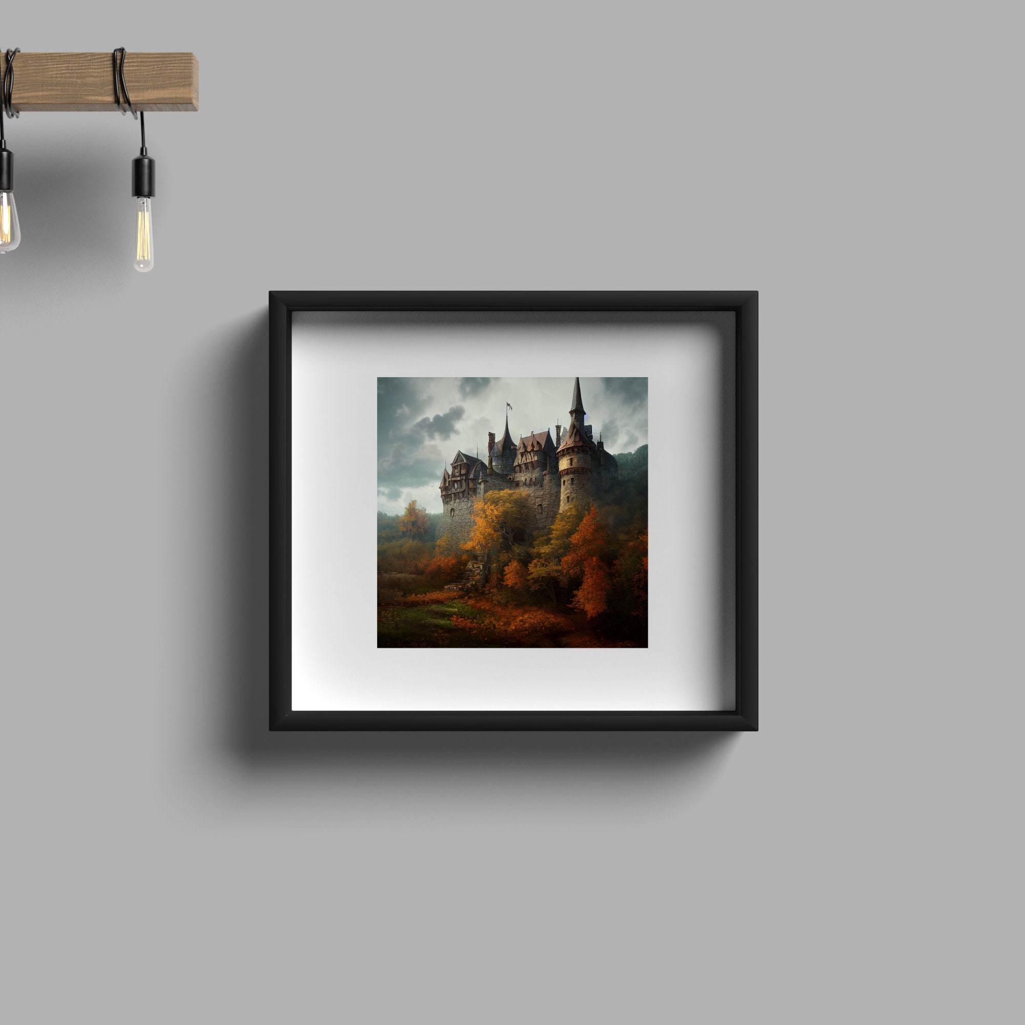 Fantasy Castle Art Print | Moody Fall Landscape | Vintage European ...