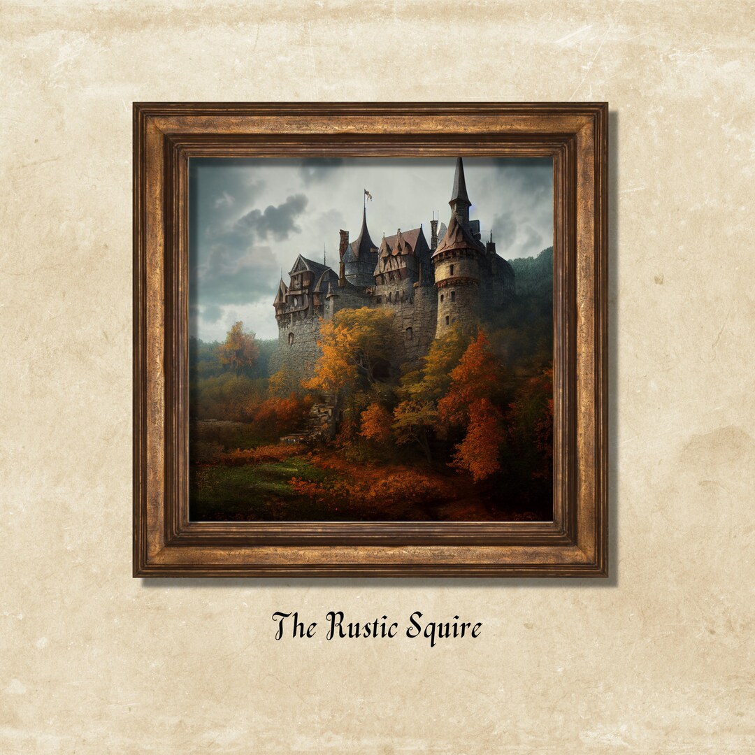 Fantasy Castle Art Print | Moody Fall Landscape | Vintage European ...