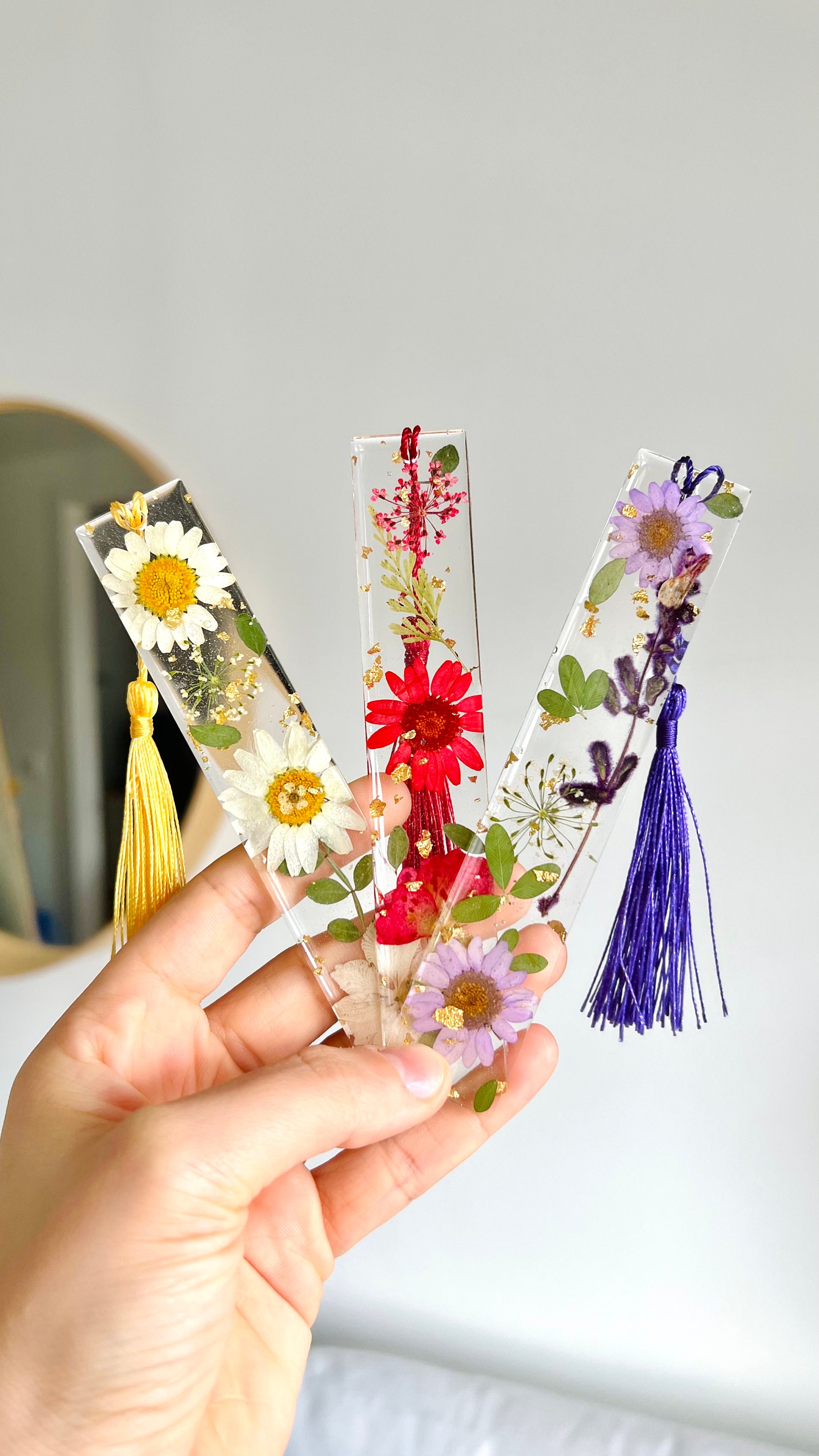 Acrylic Bookmark- Bookmark Personalized- Floral and Glitter Bookmarks ...