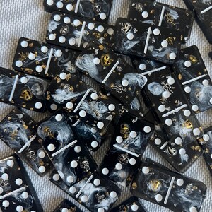 Luxury Black & Gold Resin Domino Set – Handcrafted With Elegant Swirl ...