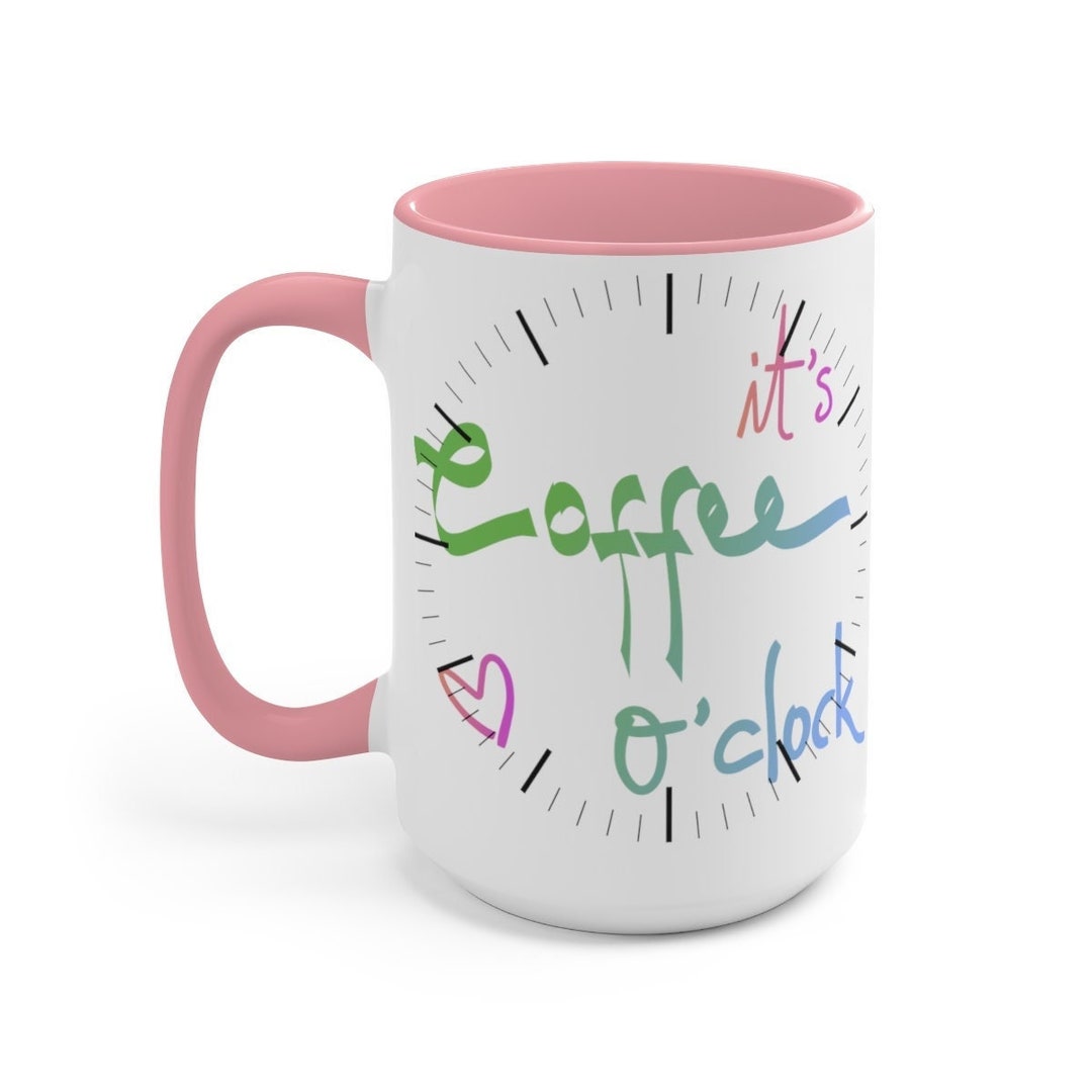 It's Coffee O'clock Two-tone Coffee Mugs, 15oz, Funny Coffee Cup ...