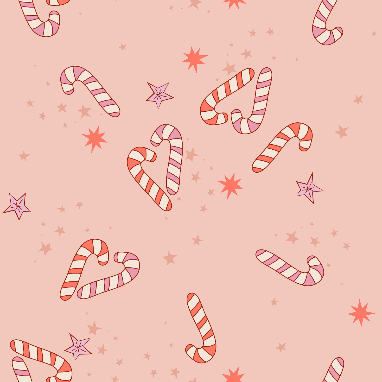 Hand Drawn Whimsical Wrapping Paper | Pink Candy Canes - Etsy