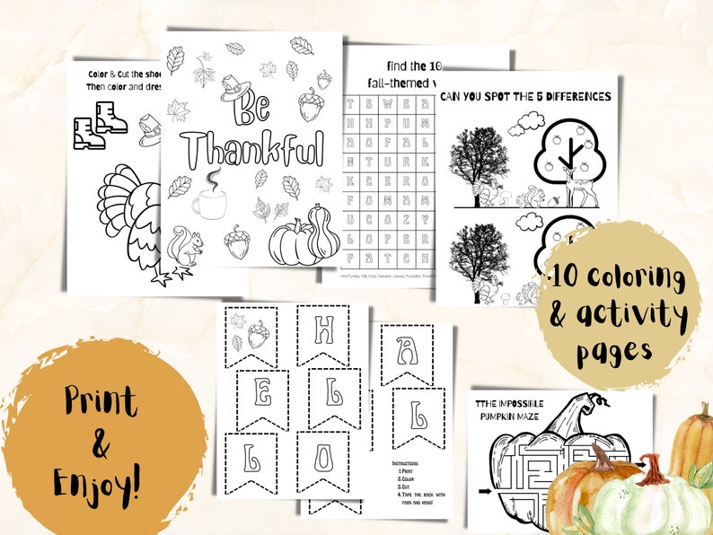Fall Games for Kids, Coloring for Kids, Kid Activity Sheets ...