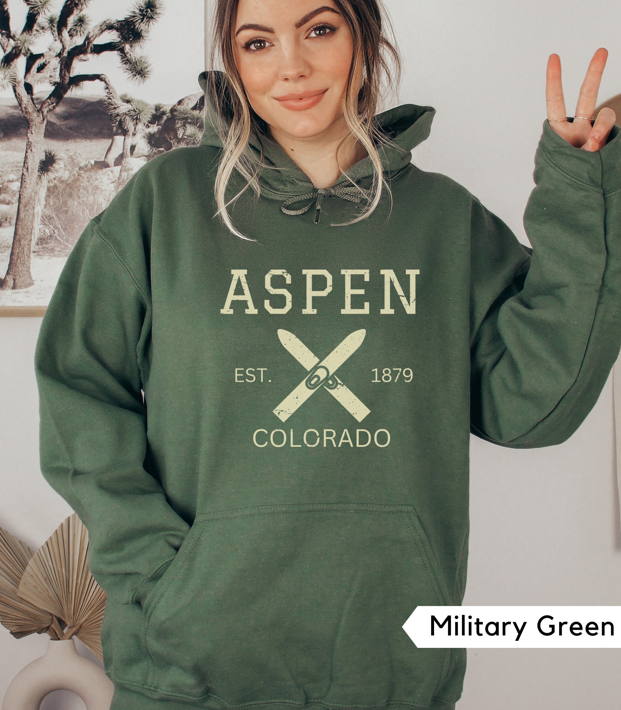 Aspen Colorado Destination Hoodie, Vintage Style Skiing Sweatshirt ...