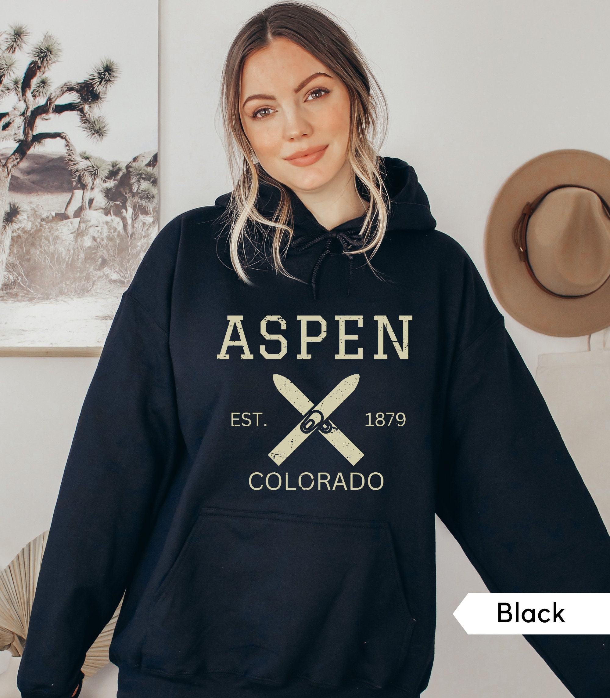 Aspen Colorado Destination Hoodie, Vintage Style Skiing Sweatshirt ...