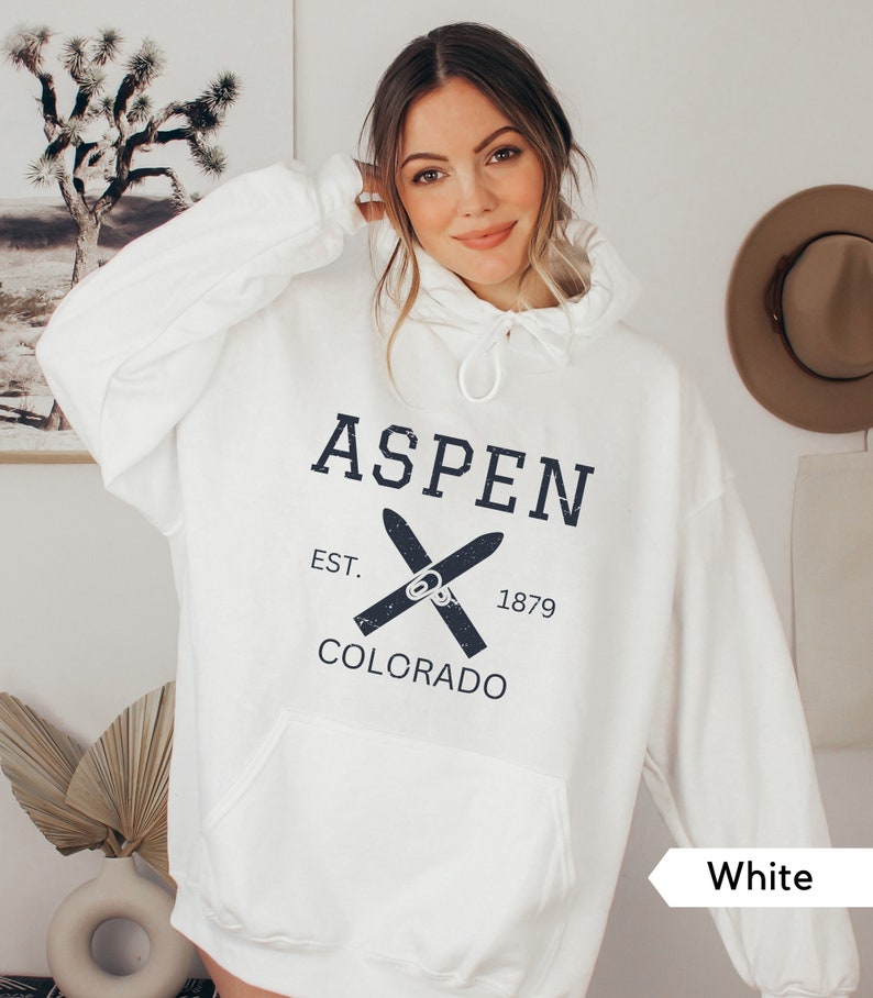 Aspen Colorado Destination Hoodie, Vintage Style Skiing Sweatshirt ...