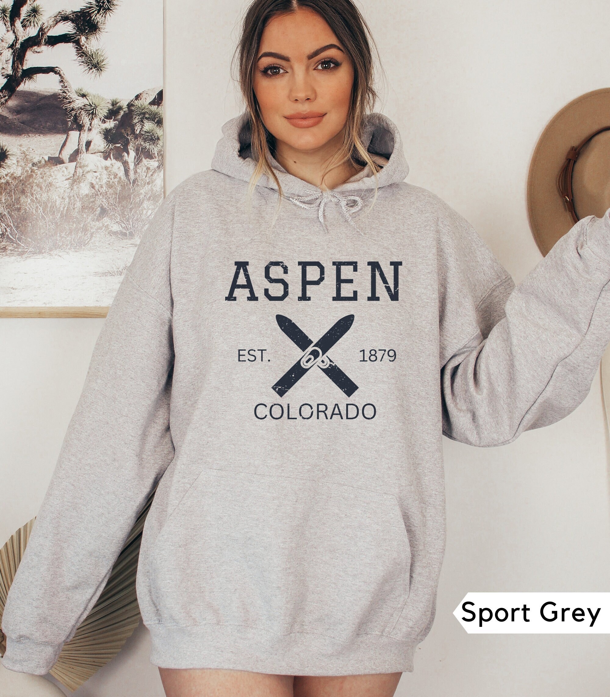 Aspen Colorado Destination Hoodie, Vintage Style Skiing Sweatshirt ...