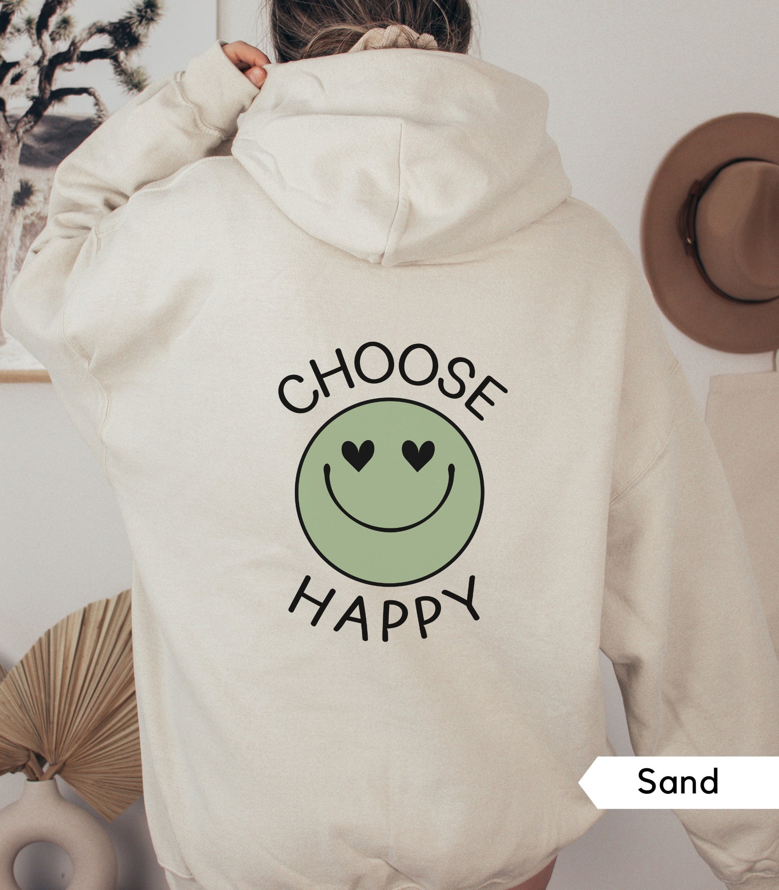 Choose Happy Smiley Positivity Hoodie, VSCO Aesthetic Sweatshirt ...
