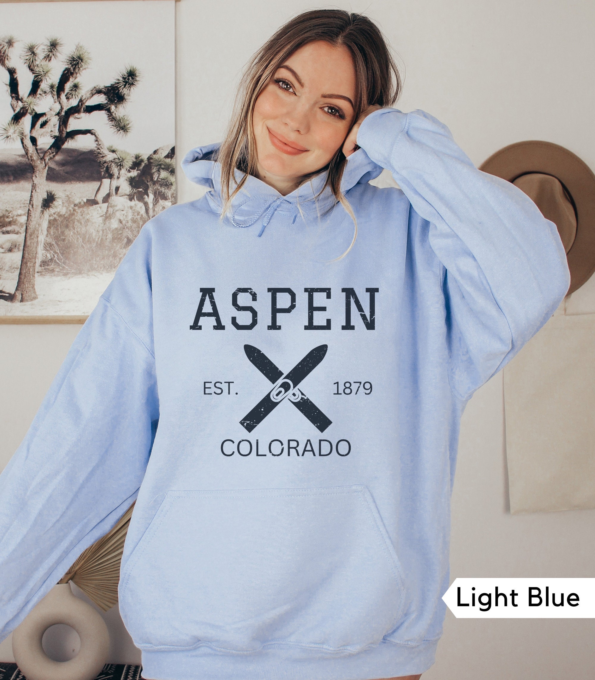 Aspen Colorado Destination Hoodie, Vintage Style Skiing Sweatshirt ...