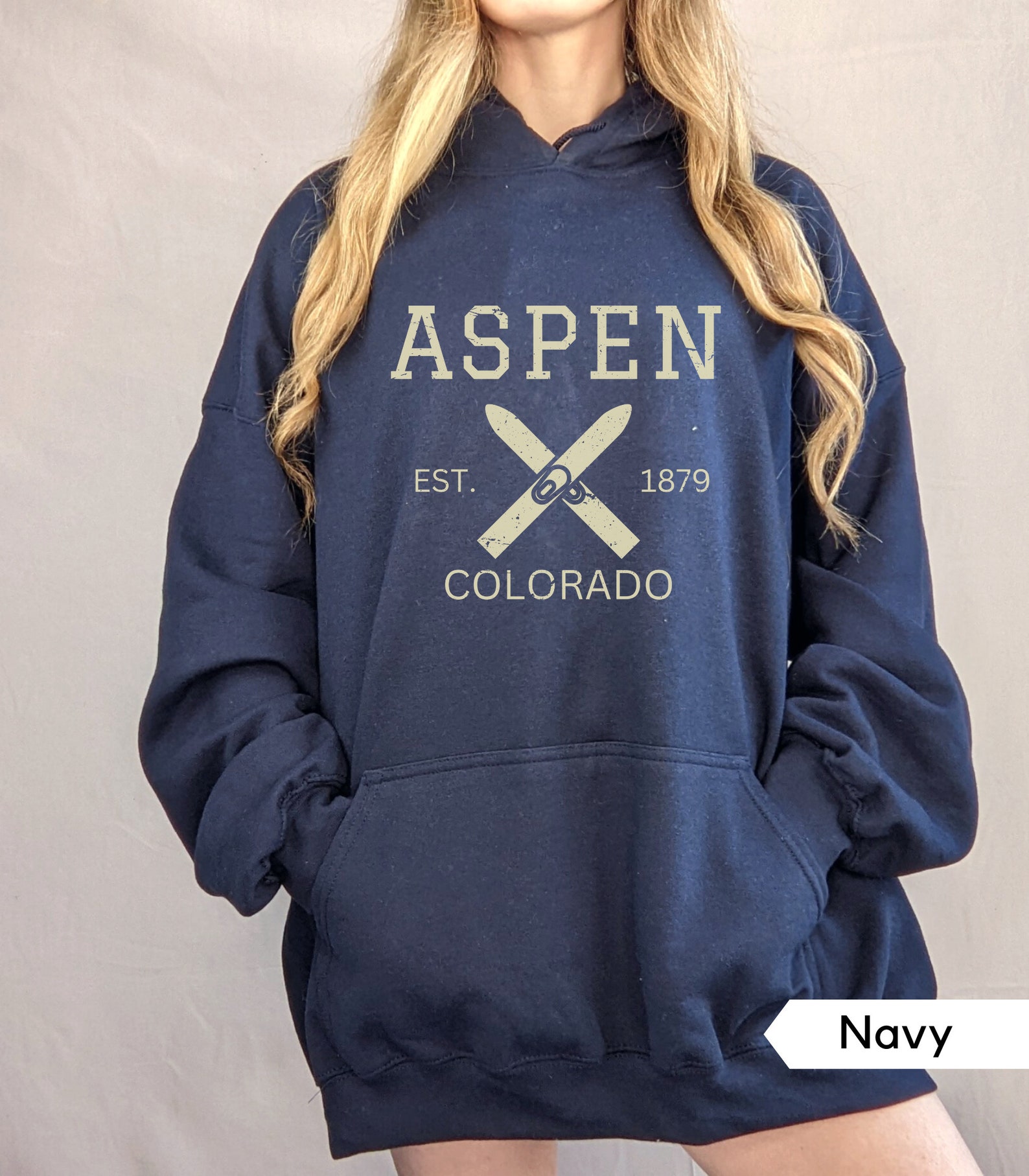 Aspen Colorado Destination Hoodie, Vintage Style Skiing Sweatshirt ...