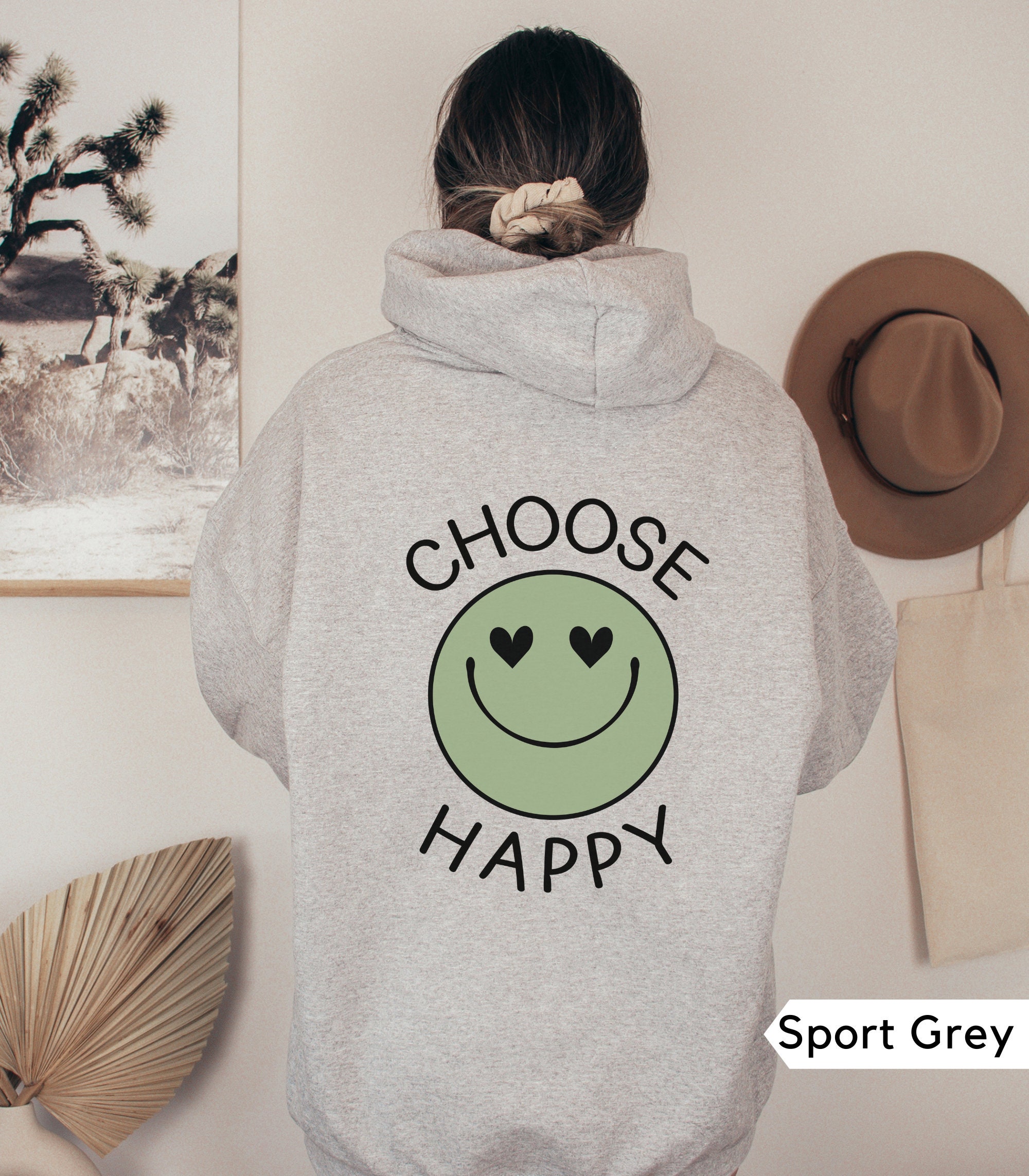 Choose Happy Smiley Positivity Hoodie, VSCO Aesthetic Sweatshirt ...