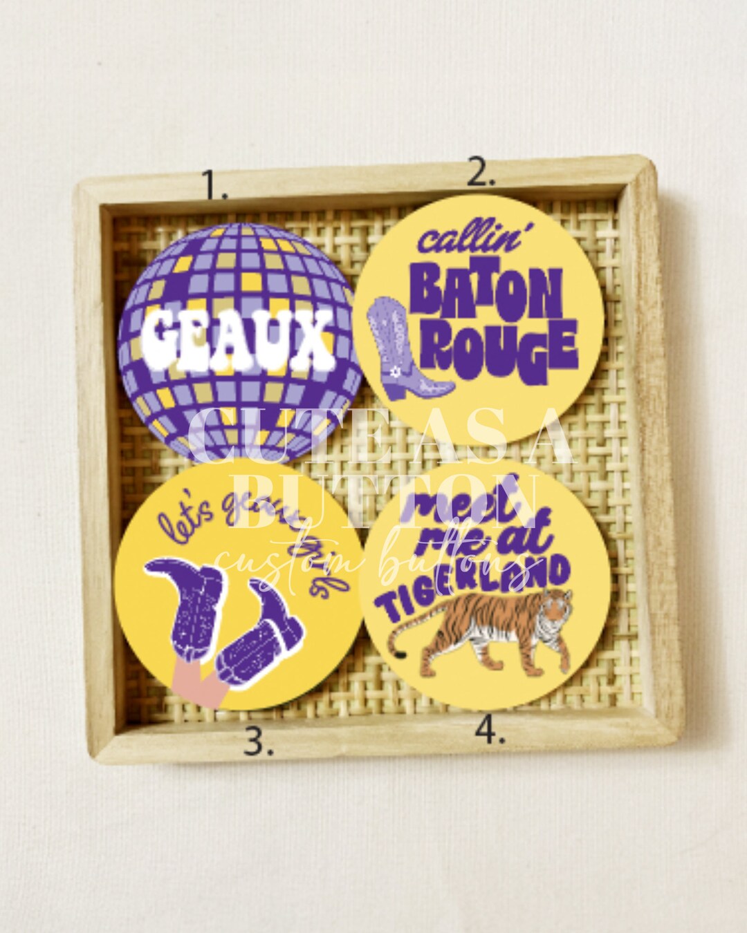 LSU Tigers Gameday Buttons LSU Football Buttons Tailgate Buttons ...