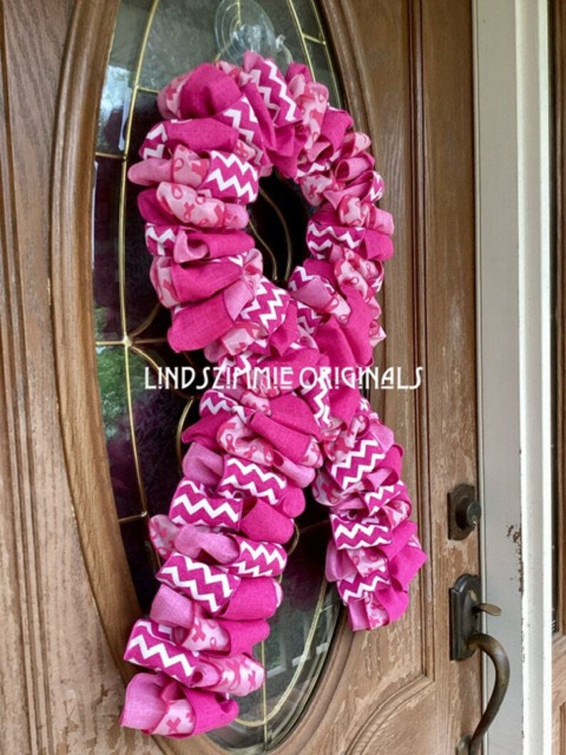 Breast Cancer Wreath, Breast Cancer Awareness Ribbon Wreath, Breast ...