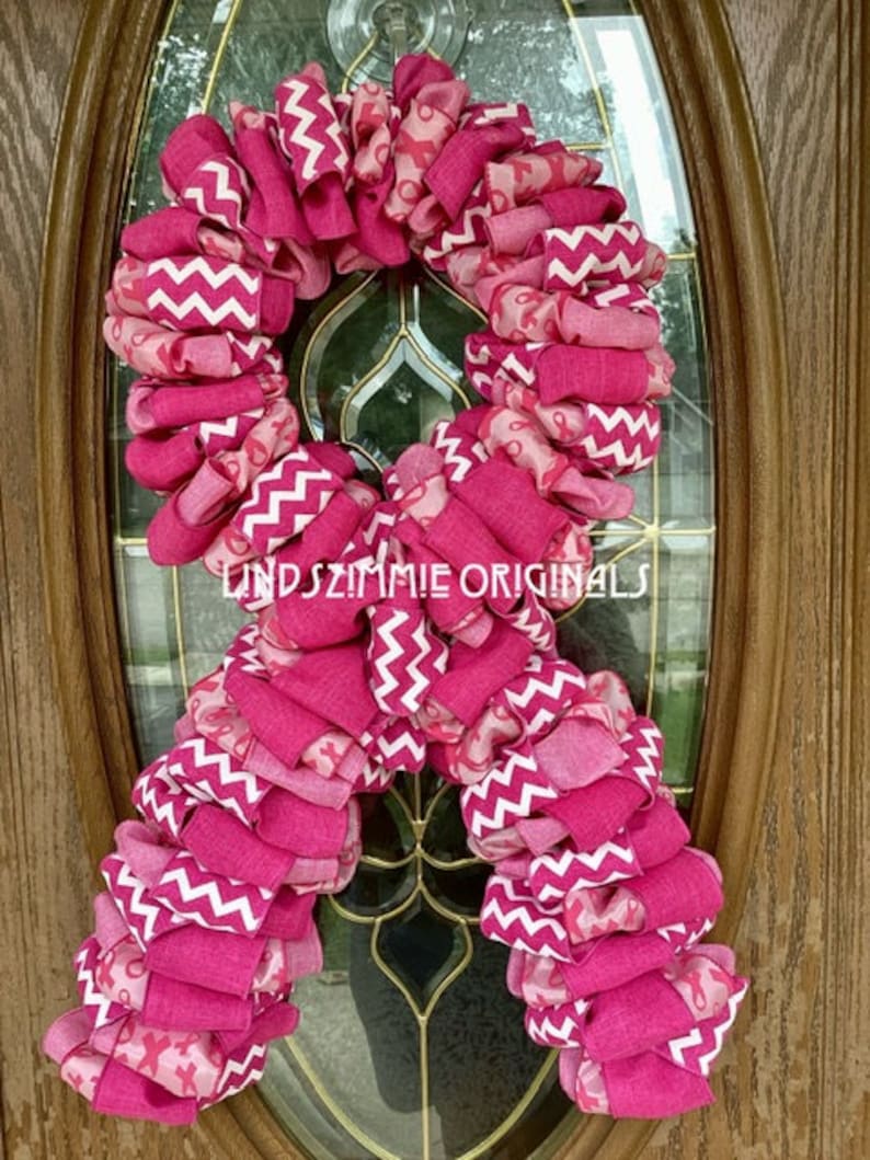 Breast Cancer Wreath, Breast Cancer Awareness Ribbon Wreath, Breast ...