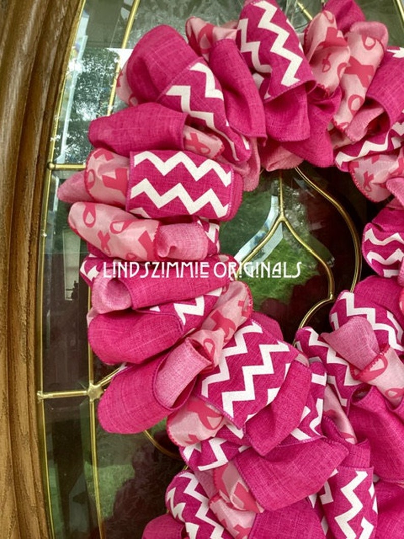 Breast Cancer Wreath, Breast Cancer Awareness Ribbon Wreath, Breast ...